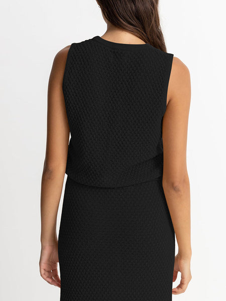 Women's 2 Piece Waffle Knit Outfit Set V Neck Button Crop Tank Top Ves ...